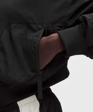 Lululemon Cropped Bomber Jacket With Ruched Detailing - Black