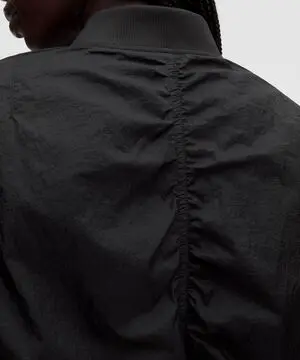 Lululemon Cropped Bomber Jacket With Ruched Detailing - Black