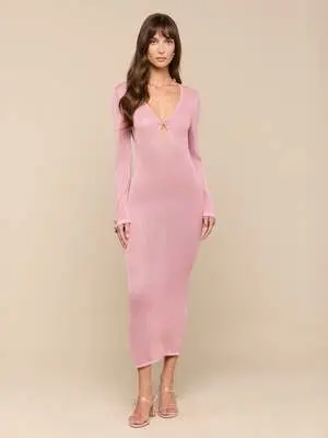 L'Agence Sydney Pointelle Knit Maxi Dress