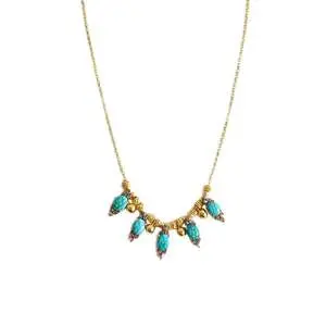 SHERIE BOUTIK Turquoise Charm Pave Necklace