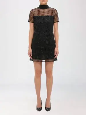 Staud Sequined High Neck Mini Dress - Black