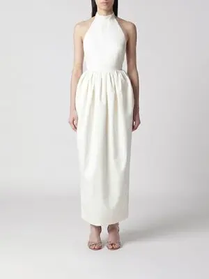 ROTATE BY BIRGER CHRISTENSEN Crepe Maxi Dress With Halter Neckline - White