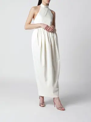 ROTATE BY BIRGER CHRISTENSEN Crepe Maxi Dress With Halter Neckline - White