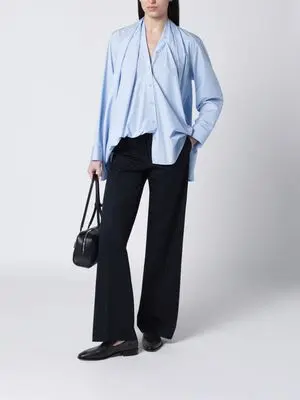 PT TORINO Stretch Cotton Palazzo Trousers - Blue
