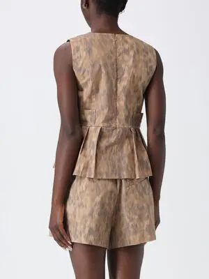 GANNI Cropped Camouflage Top In Organic Cotton - Beige