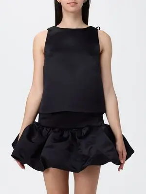 GANNI Sleeveless Recycled Polyester Top With Tie Detail - Black
