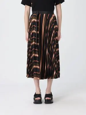 Sacai Pleated Stripe Midi Skirt