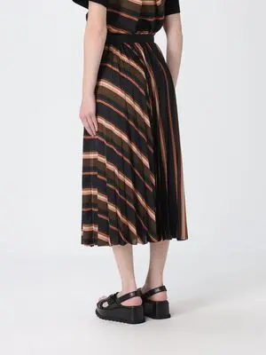 Sacai Pleated Stripe Midi Skirt