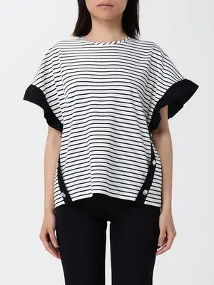 Liu Jo Striped T-shirt With Embellished Buttons