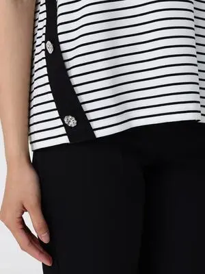 Liu Jo Striped T-shirt With Embellished Buttons