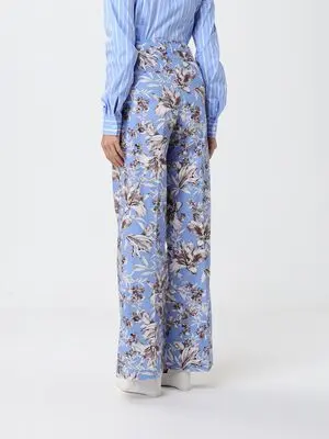 Liu Jo High-waisted Straight-leg Floral Print Cotton Tailored Trousers - Blue