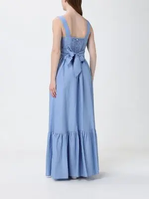 Liu Jo Linen Blend Off-the-shoulder Maxi Dress - Sky
