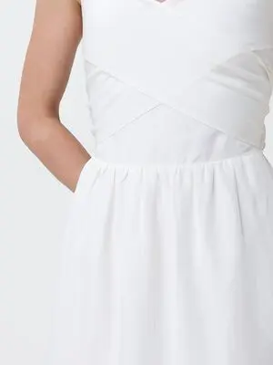 Liu Jo Linen Blend Off-the-shoulder Maxi Dress