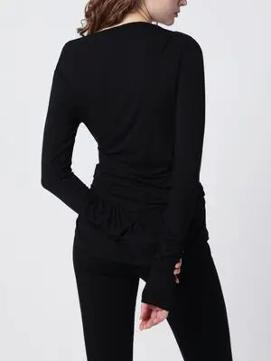 ENTIRE STUDIOS Long Sleeve Ruched Top - Black