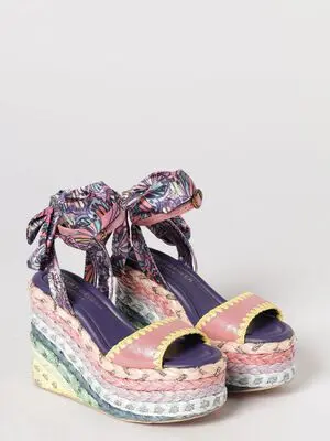 Kurt Geiger Suede And Printed Satin Chelsea Wedge Sandals - Pink