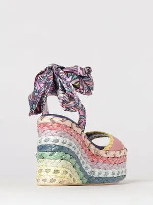 Kurt Geiger Suede And Printed Satin Chelsea Wedge Sandals - Pink