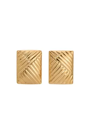 ARELLA ARELLA Gold Rectangular Textured Earrings