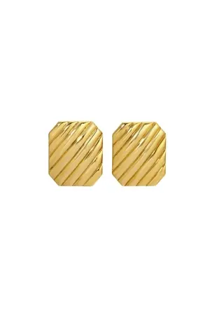 ARELLA Camilla Sculptural Octagon Stud Earrings - Gold