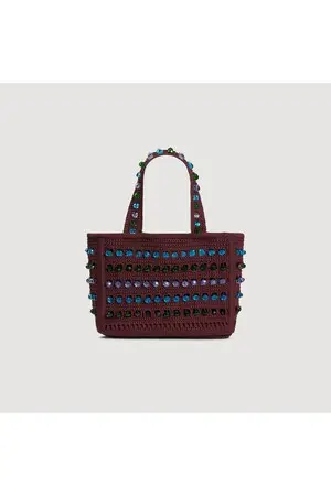 Sandro Beaded Crochet Mesh Bag