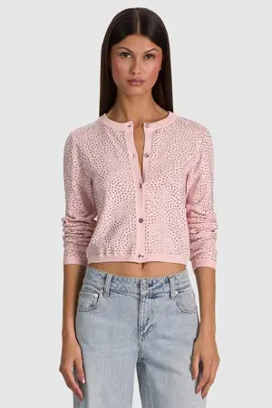 Alice + Olivia Embellished Cropped Cardigan