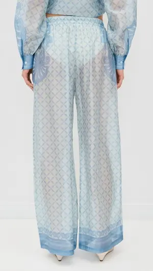 SHANI SHEMER Macey Wide Leg Tropical Print Chiffon Pants
