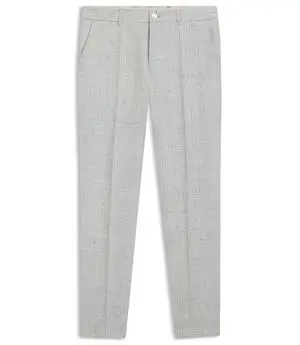 BOSS Slim-fit Patterned Linen Trousers