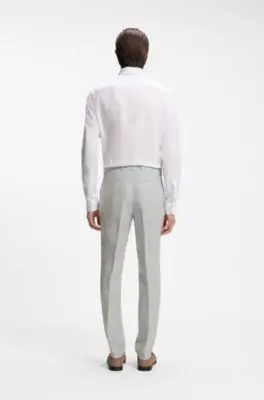 BOSS Slim-fit Patterned Linen Trousers