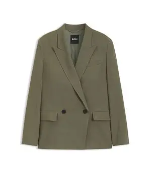 BOSS Pinstripe Stretch Crepe Double-breasted Blazer