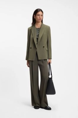 BOSS Pinstripe Stretch Crepe Double-breasted Blazer