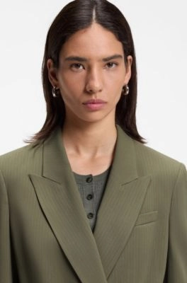 BOSS Pinstripe Stretch Crepe Double-breasted Blazer
