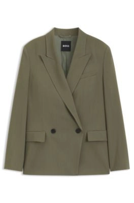 BOSS Pinstripe Stretch Crepe Double-breasted Blazer