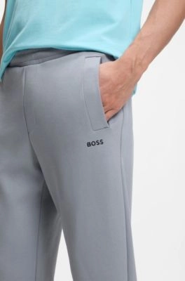 BOSS Cotton-blend Sweatpants With Embroidered Logo - Dark Grey