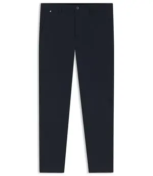 BOSS Slim-fit Stretch-cotton Dobby Pants - Dark Blue