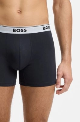 BOSS Three-pack Of Stretch-cotton Boxer Briefs With Logo Waistband - Assorted Pre Pack