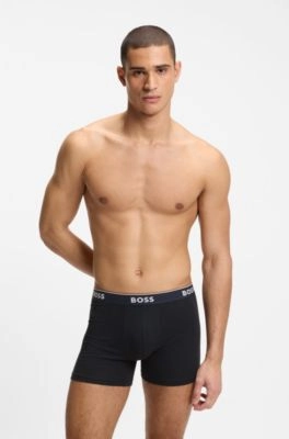 BOSS Three-pack Of Stretch-cotton Boxer Briefs With Logo Waistband - Assorted Pre Pack