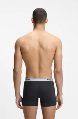 BOSS Three-pack Of Stretch-cotton Boxer Briefs With Logo Waistband - Light Blue