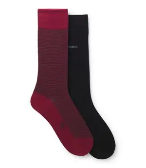 BOSS Two-pack Of Regular Length Logo Socks - Dark Red