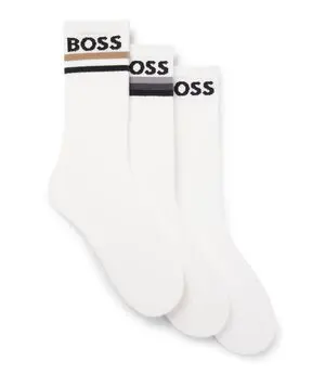 BOSS Three-pack Bamboo-blend Ankle Socks With Logo Detailing - Patterned