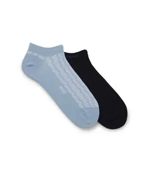 BOSS Two-pack Cotton-blend Ankle Socks With Logo Detailing - Light Blue