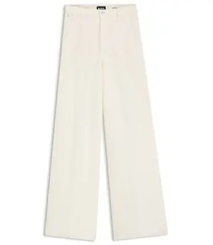 BOSS Wide-leg Cream Denim Jeans With Front Crease