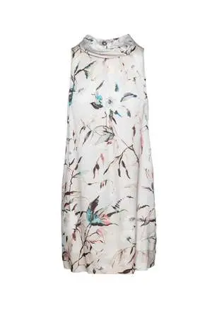 CONQUISTA Sleeveless Printed Satin Dress - White