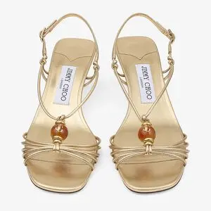 JIMMY CHOO Lova 50 Metallic Nappa Leather Sandals With Resin Bead Embellishment - Silver