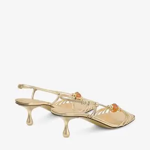JIMMY CHOO Lova 50 Metallic Nappa Leather Sandals With Resin Bead Embellishment - Silver