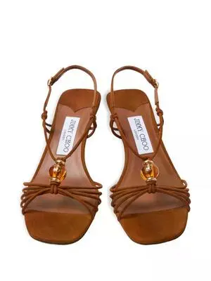 JIMMY CHOO Mix Suede Sandals With Beads - Brown