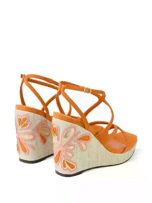 JIMMY CHOO Ayla Floral Appliqué Espadrille Wedges