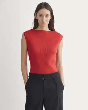 Everlane Boat-neck Ribbed Knit Top - Fiery Red