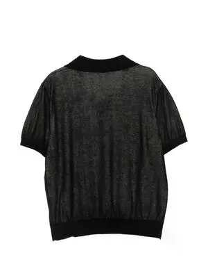 LESS Contrast-trim Short-sleeve Polo Top - Black
