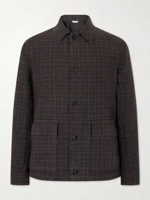 Boglioli Checked Linen Overshirt - Brown