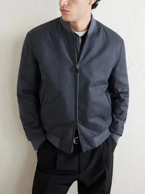 Canali Wool Bomber Jacket - Blue