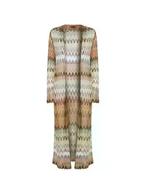 Missoni Long Zigzag Lace Cardigan - Neutrals